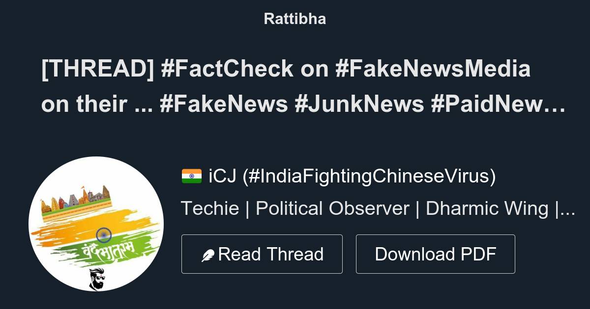 [THREAD] #FactCheck on #FakeNewsMedia on their ... #FakeNews #JunkNews ...