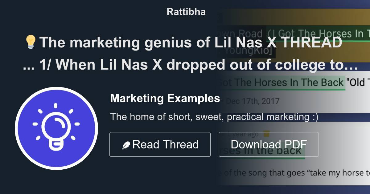💡The marketing genius of Lil Nas X THREAD ... - Thread from Marketing ...