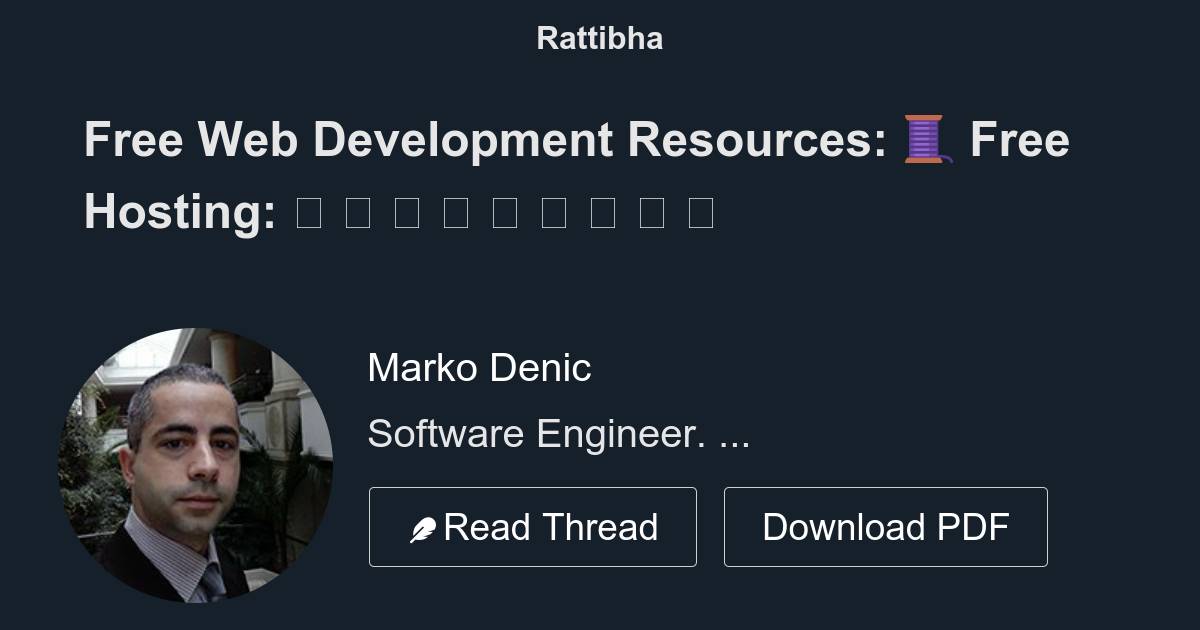 Free Web Development Resources: 🧵 - المسلسل من Marko Denic @denicmarko ...