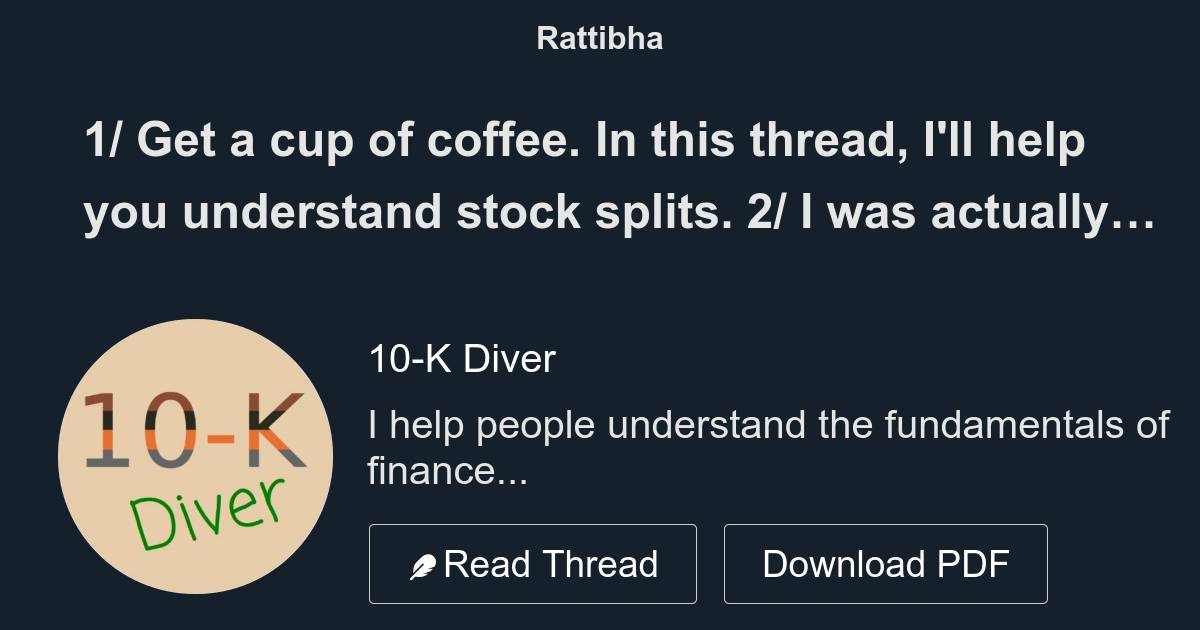 1/ Get a cup of coffee. In this thread, I'll help you understand stock ...