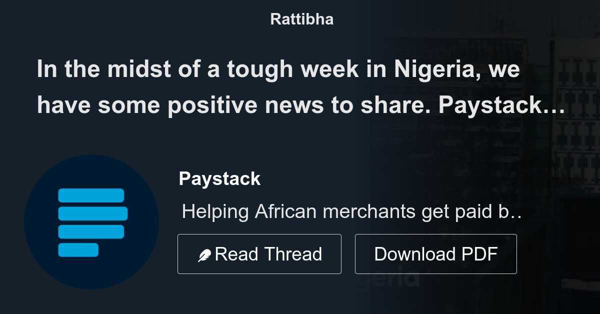 In the midst of a tough week in Nigeria, we have some positive news to ...