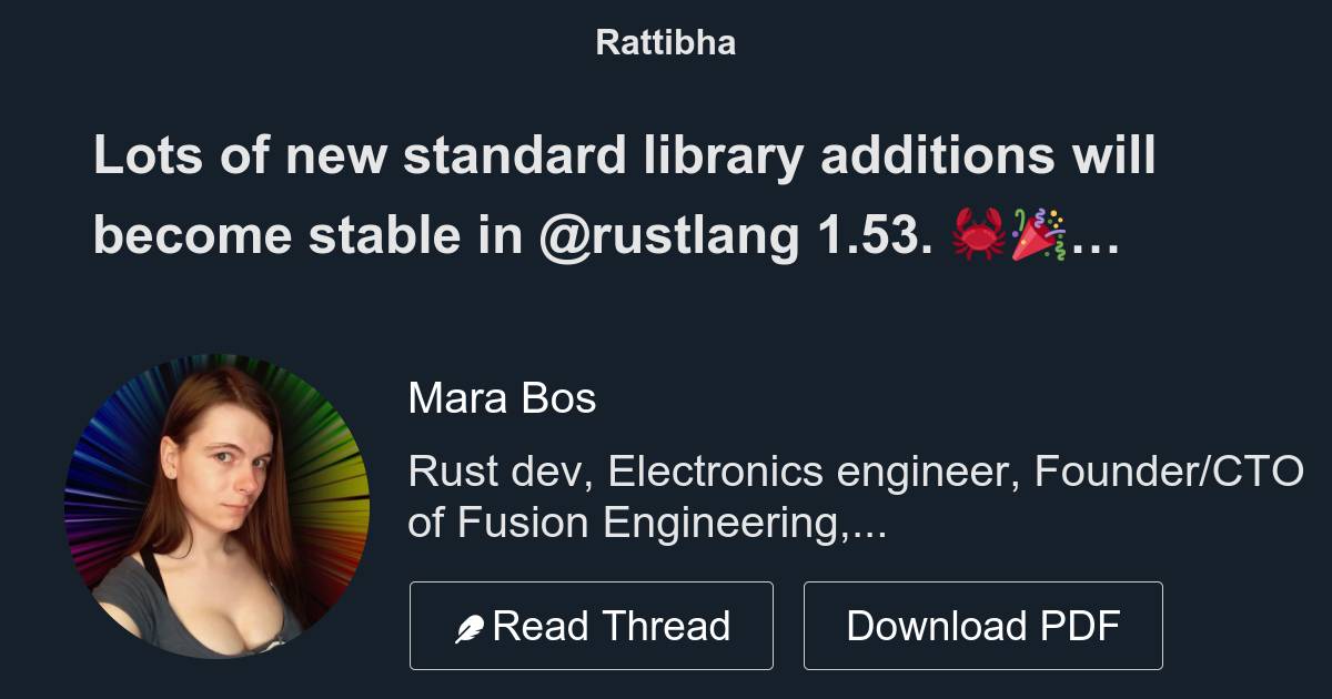 Lots of new standard library additions will become stable in @rustlang 1.53. 🦀🎉 Thread: - Thread ...