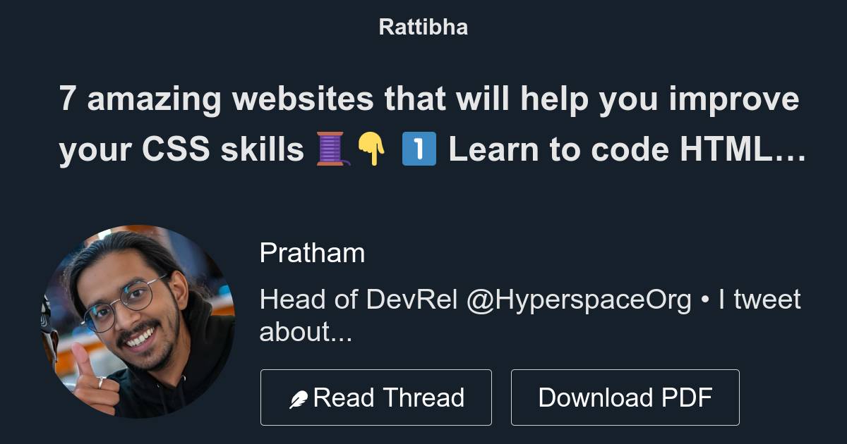 7 amazing websites that will help you improve your CSS skills 🧵👇 ...