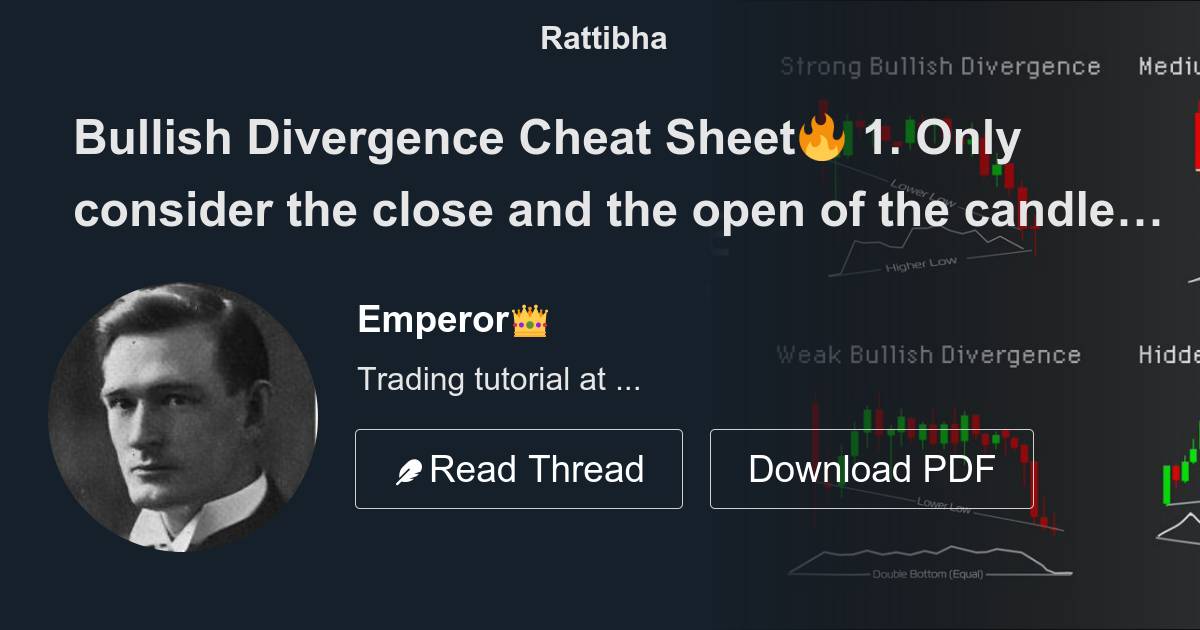 Bullish Divergence Cheat Sheet🔥 1. Only consider the close and the open ...