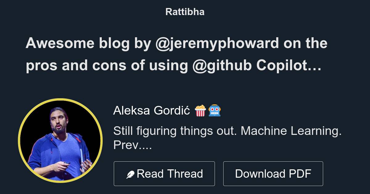 Awesome blog by @jeremyphoward on the pros and cons of using @github Copilot (@OpenAI Codex ...