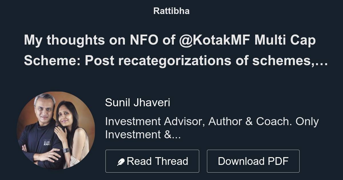 My thoughts on NFO of @KotakMF Multi Cap Scheme: Post recategorizations ...