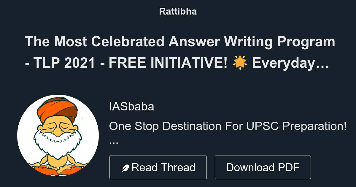 The Most Celebrated Answer Writing Program - TLP 2021 - FREE INITIATIVE ...