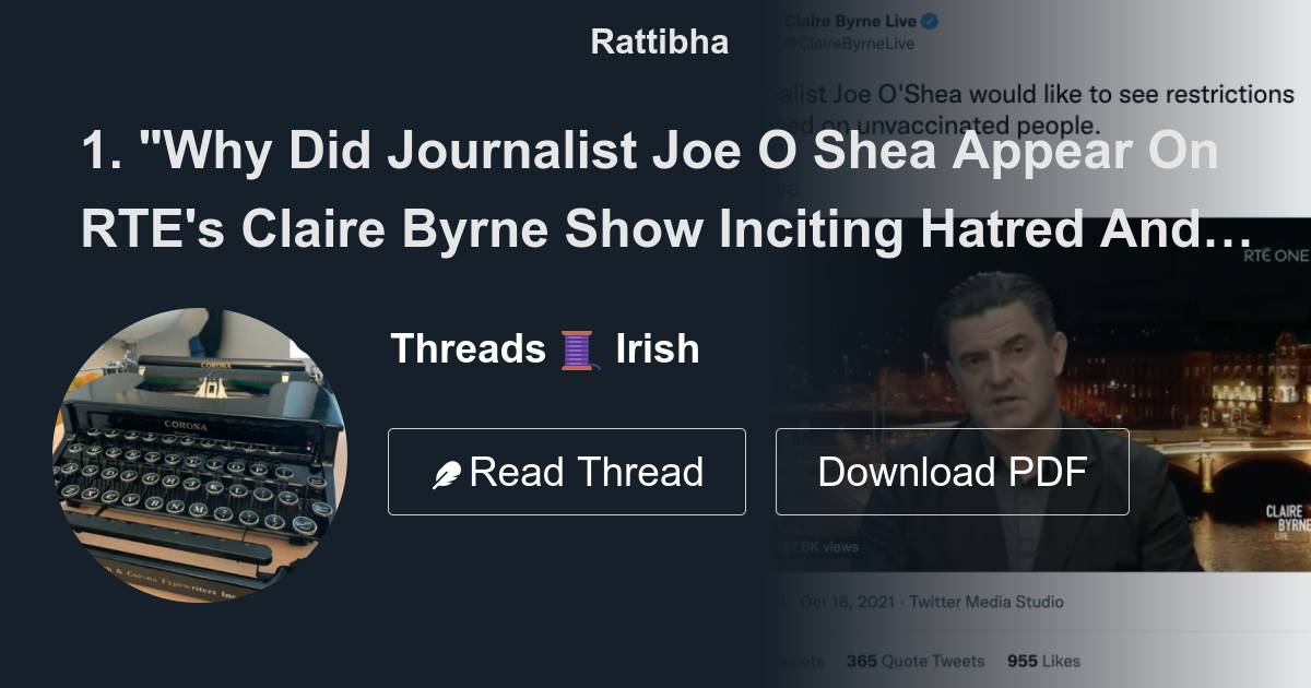 1. "Why Did Journalist Joe O Shea Appear On RTE's Claire Byrne Show ...