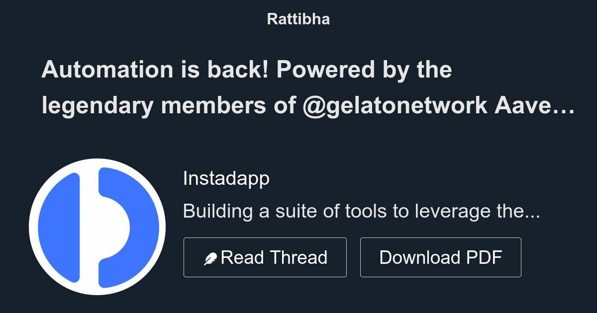 Automation is back! Powered by the legendary members of @gelatonetwork Aave Protection ...