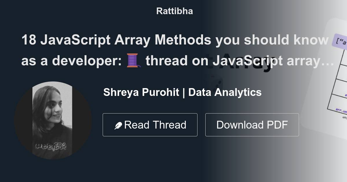 18 Javascript Array Methods You Should Know As A Developer ๐งต Thread On