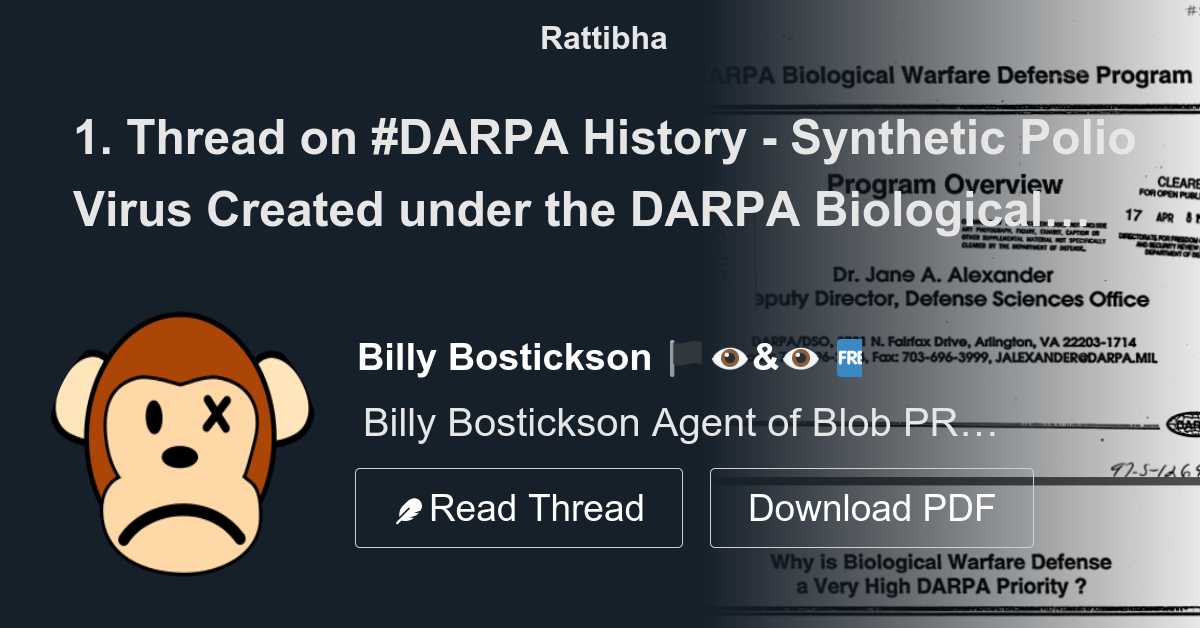 1. Thread on #DARPA History - Synthetic Polio Virus Created under the ...