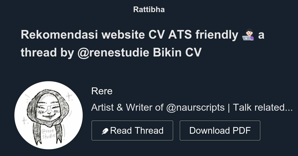 Rekomendasi website CV ATS friendly 👩🏻‍💻 a thread by @renestudie - المسلسل من Rere 🍉 ...