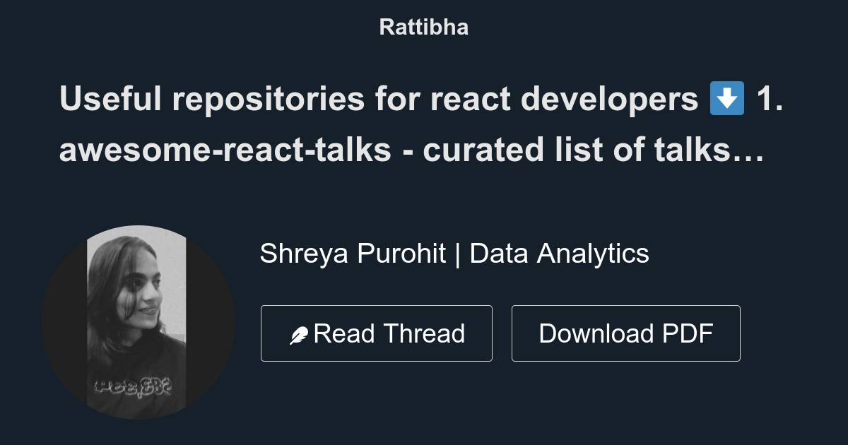 Useful repositories for react developers ⬇️ - Thread from Shreya ...