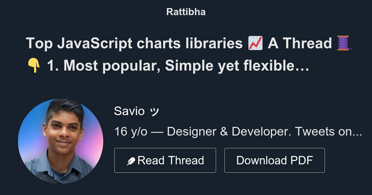 Top JavaScript charts libraries 📈 A Thread 🧵👇️ - Thread from Savio ッ ...