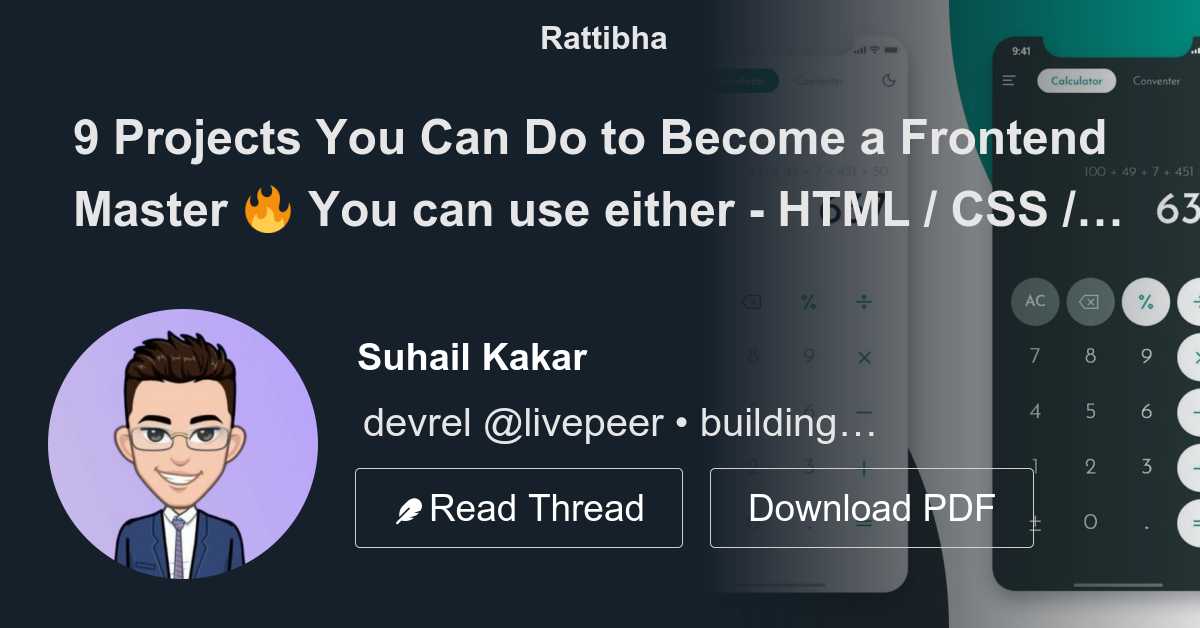9 Projects You Can Do to Become a Frontend Master 🔥 You can use either - HTML / CSS / JavaScript ...