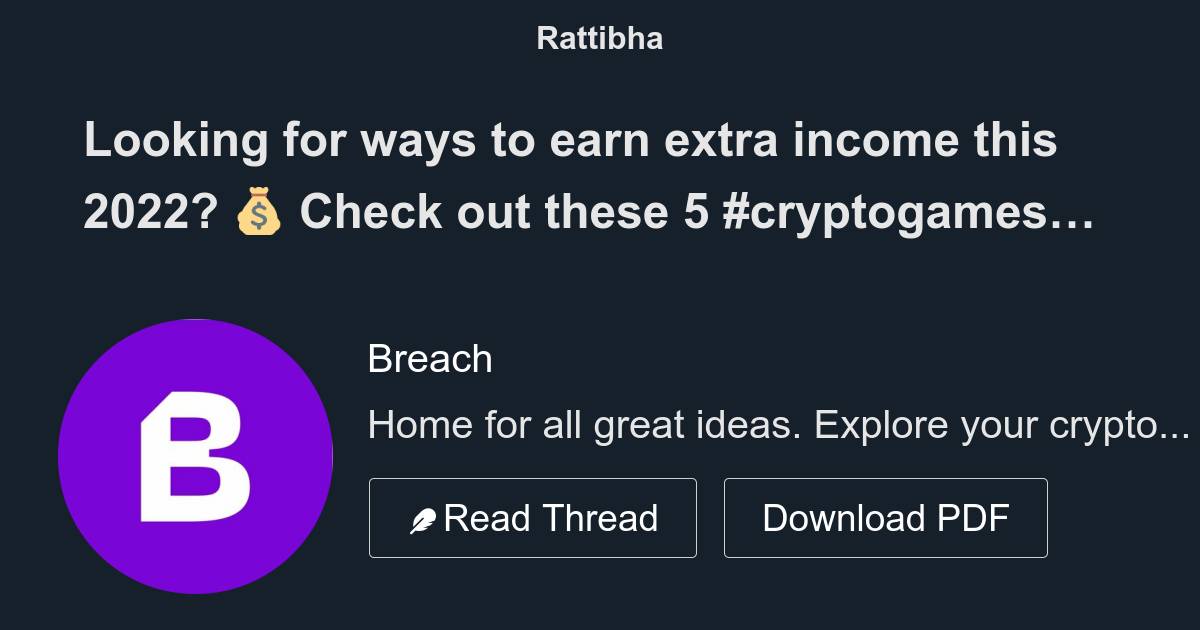 Looking for ways to earn extra income this 2022? 💰 Check out these 5 #cryptogames you can play ...