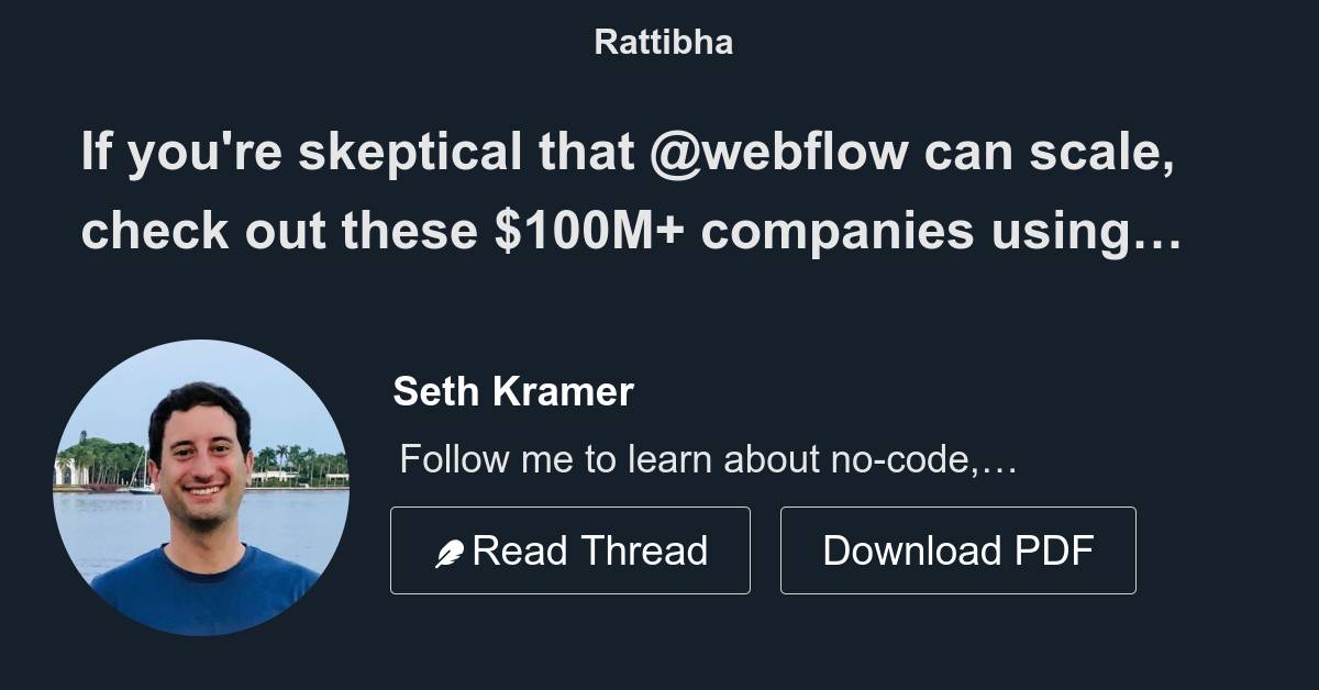 If you're skeptical that @webflow can scale, check out these $100M+ companies using Webflow👇 ...