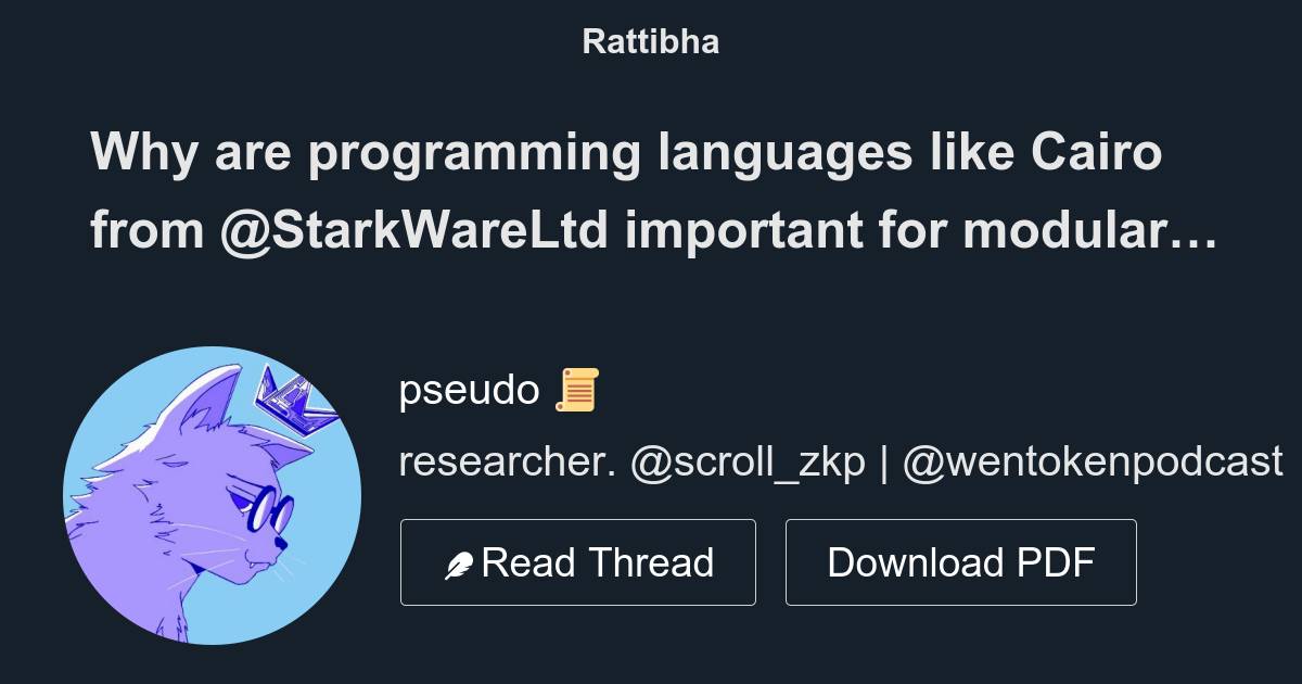 Why are programming languages like Cairo from @StarkWareLtd important ...