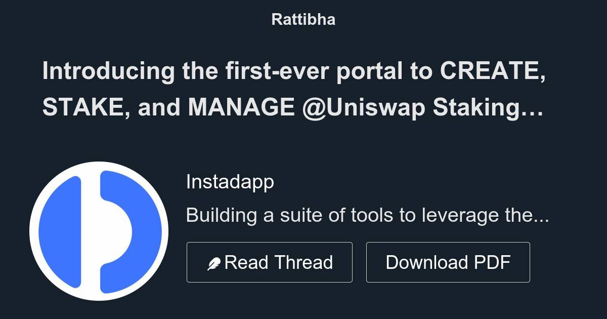 Introducing the first-ever portal to CREATE, STAKE, and MANAGE @Uniswap Staking Rewards 🦄 ...