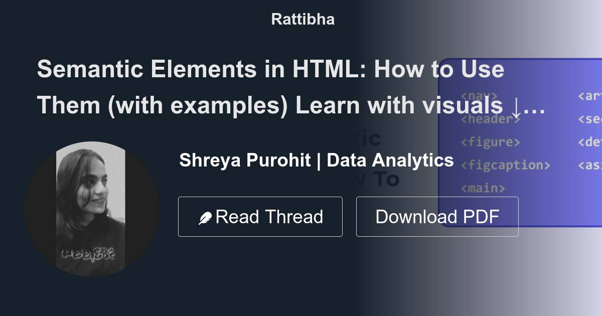 Semantic Elements in HTML: How to Use Them (with examples) Learn with visuals ↓ - Thread from ...