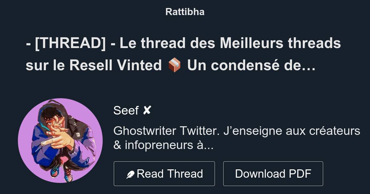 - [THREAD] - Le thread des Meilleurs threads sur le Resell Vinted 📦 Un ...