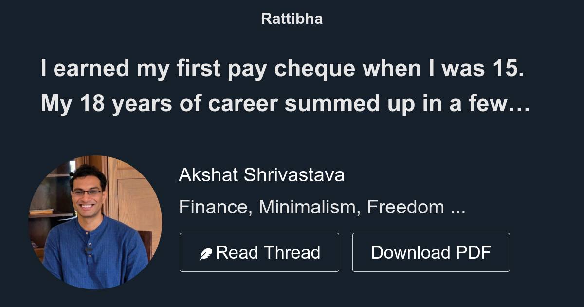 I earned my first pay cheque when I was 15. My 18 years of career ...