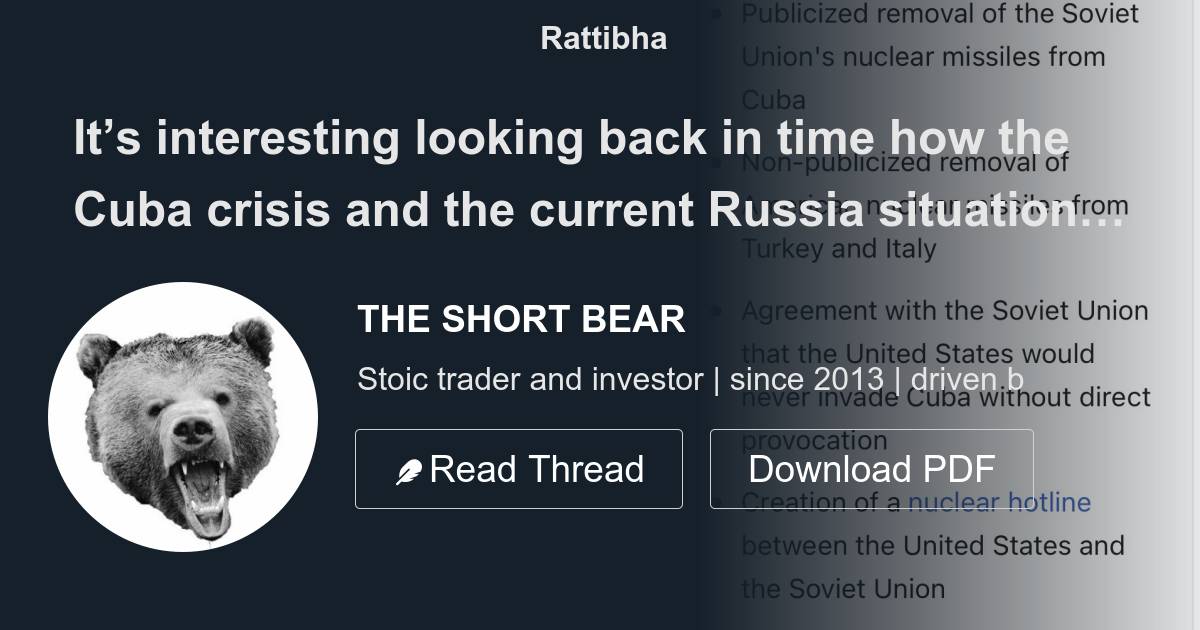 It’s interesting looking back in time how the Cuba crisis and the current Russia situation ...