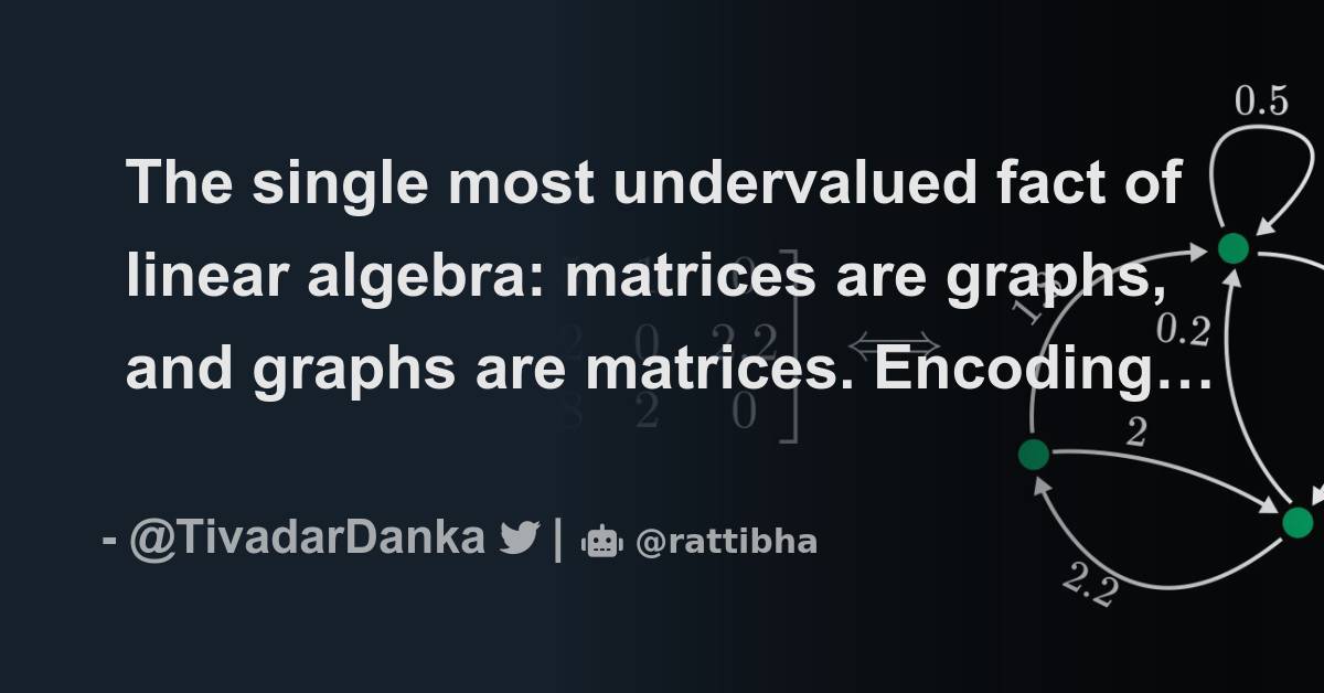 The single most undervalued fact of linear algebra: matrices are graphs ...