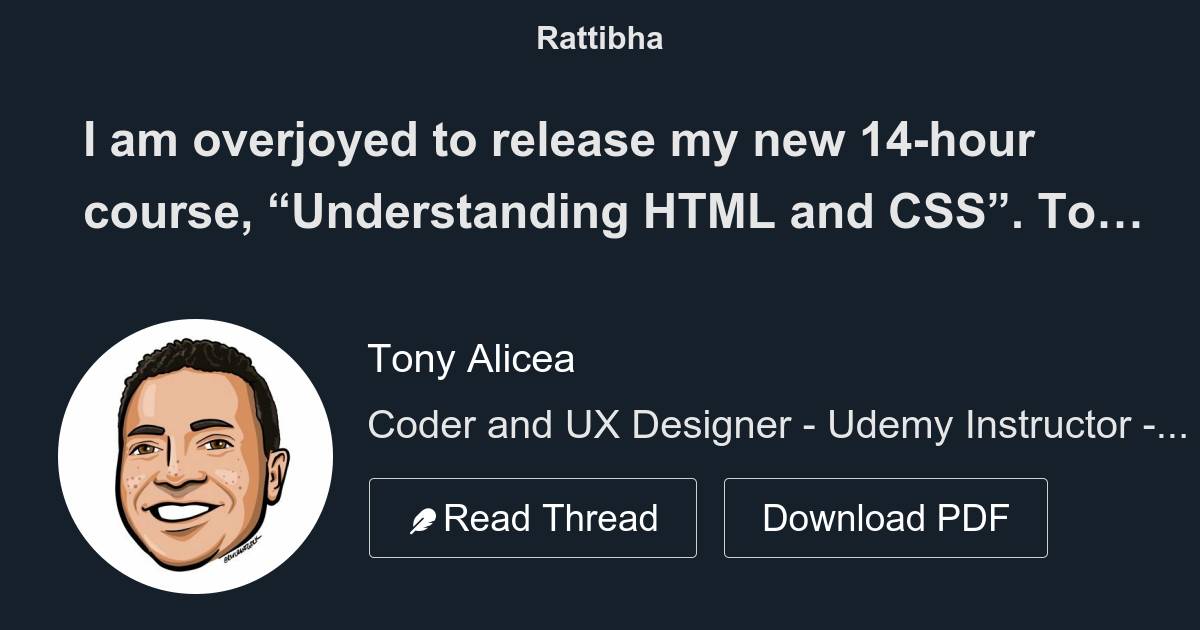 I am overjoyed to release my new 14-hour course, “Understanding HTML and CSS”. To celebrate here ...