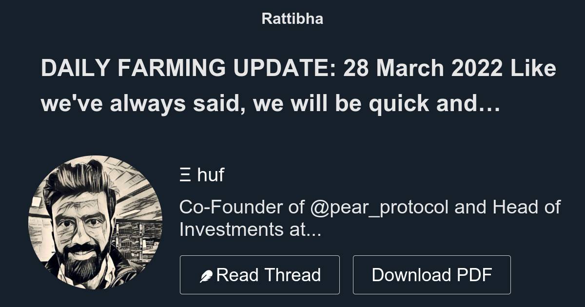 DAILY FARMING UPDATE: 28 March 2022 Like we've always said, we will be ...