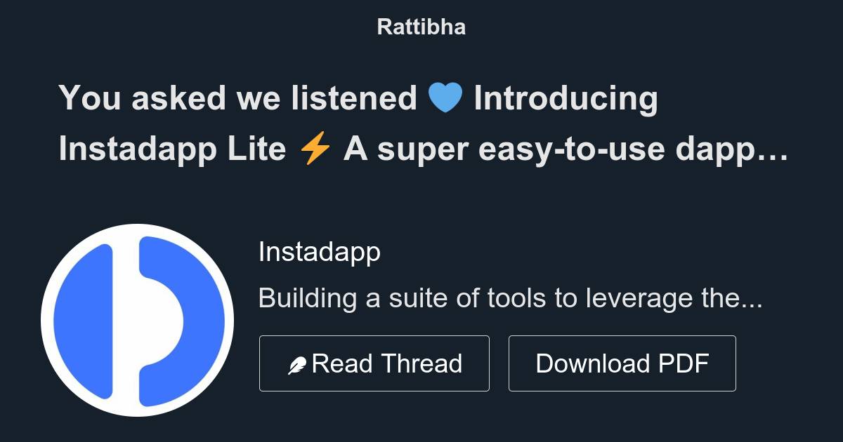 You asked we listened 💙 Introducing Instadapp Lite ⚡️ A super easy-to-use dapp bringing popular ...