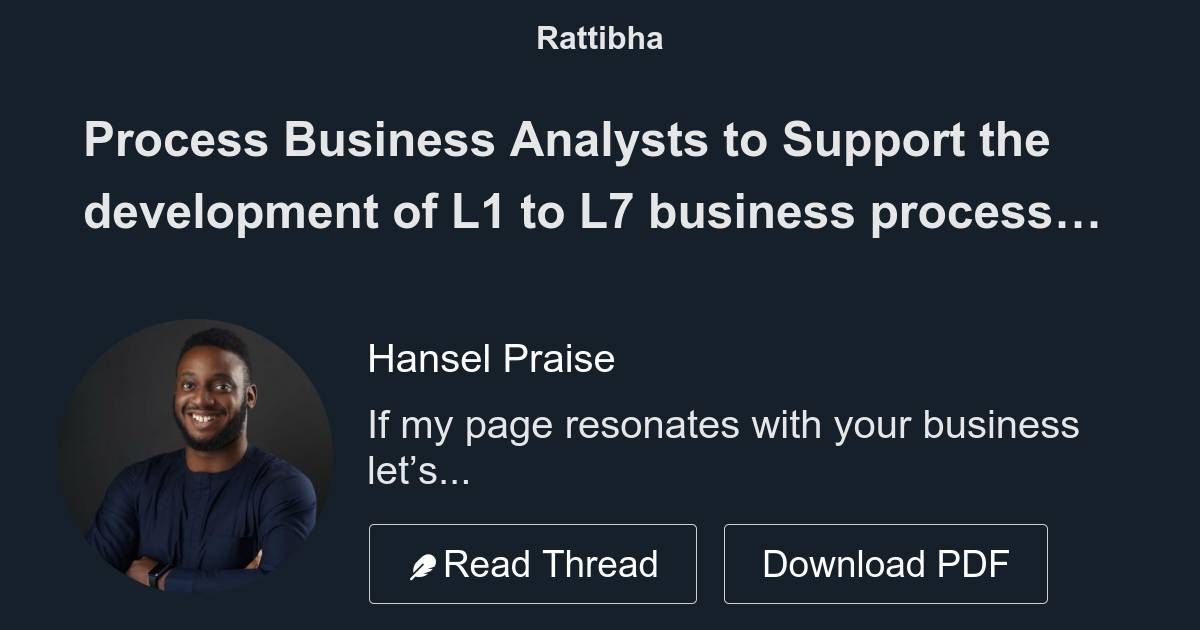 Process Business Analysts to Support the development of L1 to L7 ...