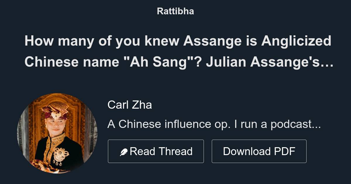 How many of you knew Assange is Anglicized Chinese name "Ah Sang ...