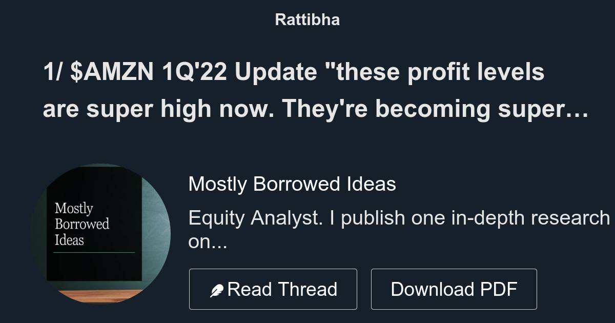 1/ $AMZN 1Q'22 Update "these profit levels are super high now. They're becoming super high at ...