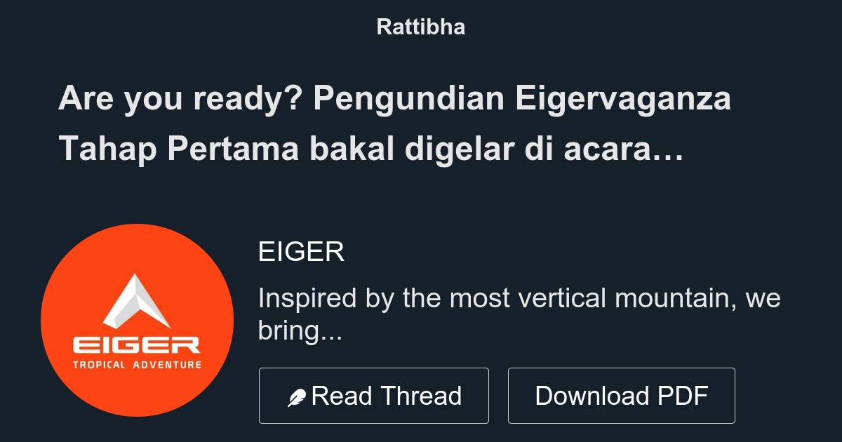 Are you ready? Pengundian Eigervaganza Tahap Pertama bakal digelar di ...