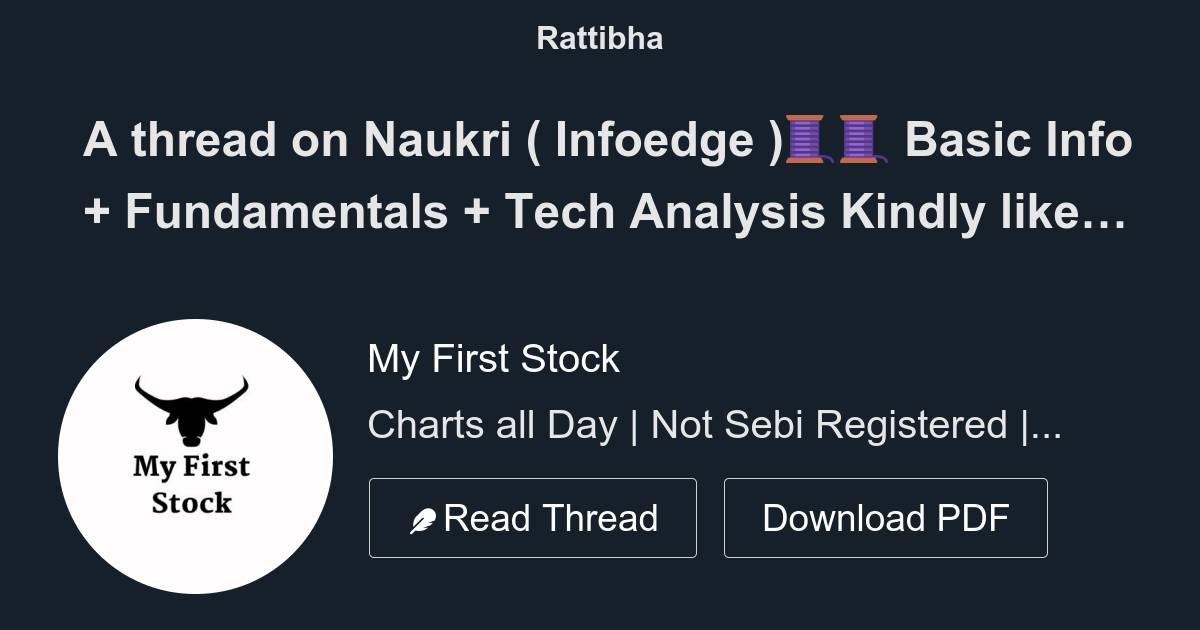 A thread on Naukri ( Infoedge )🧵🧵 Basic Info + Fundamentals + Tech ...