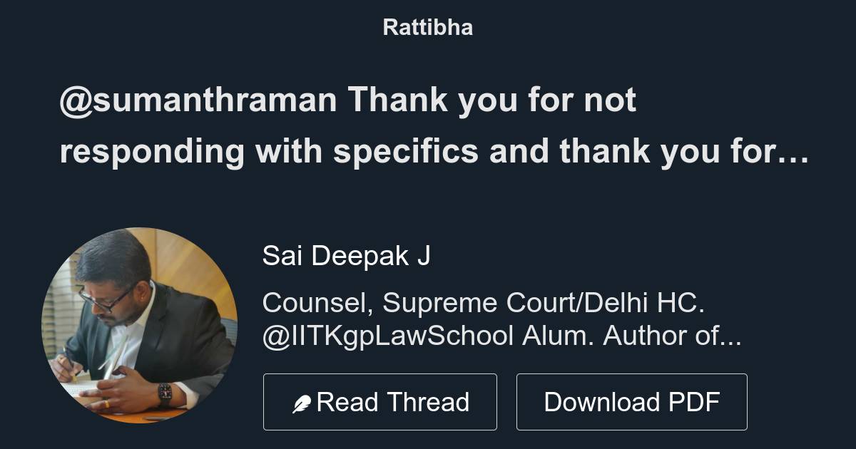 @sumanthraman Thank you for not responding with specifics and thank you ...