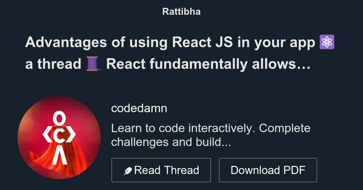 Advantages of using React JS in your app ⚛️ a thread 🧵 - المسلسل من ...
