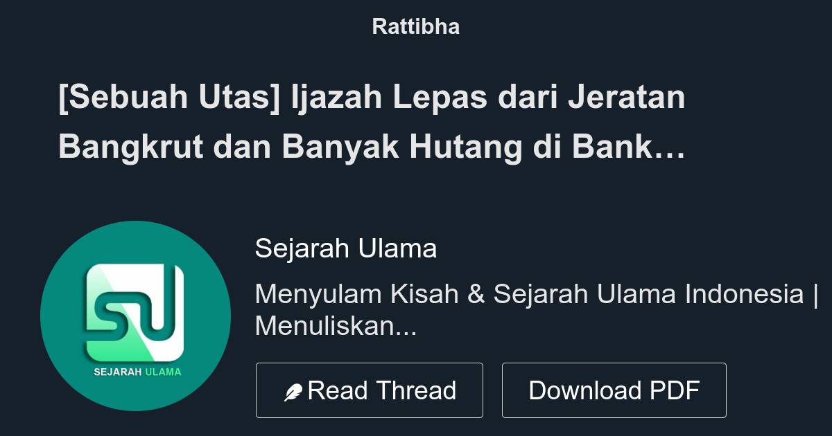 [Sebuah Utas] Ijazah Lepas dari Jeratan Bangkrut dan Banyak Hutang di ...
