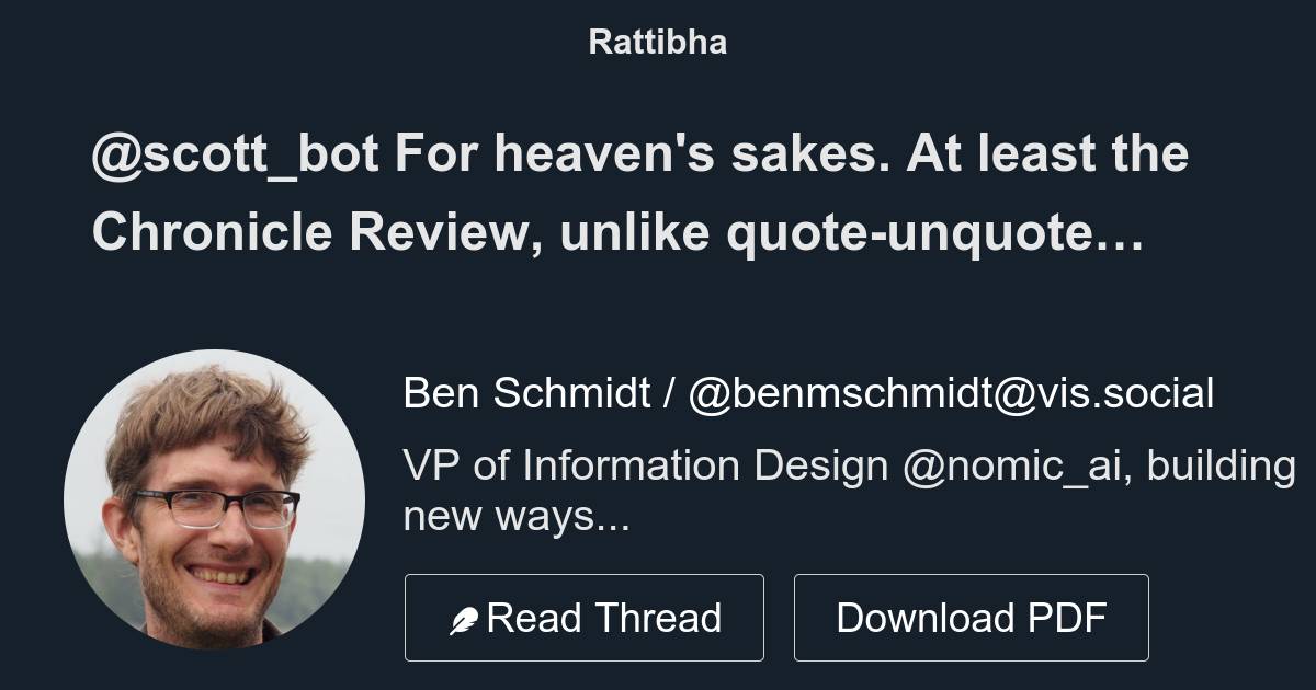 @scott_bot For heaven's sakes. At least the Chronicle Review, unlike ...