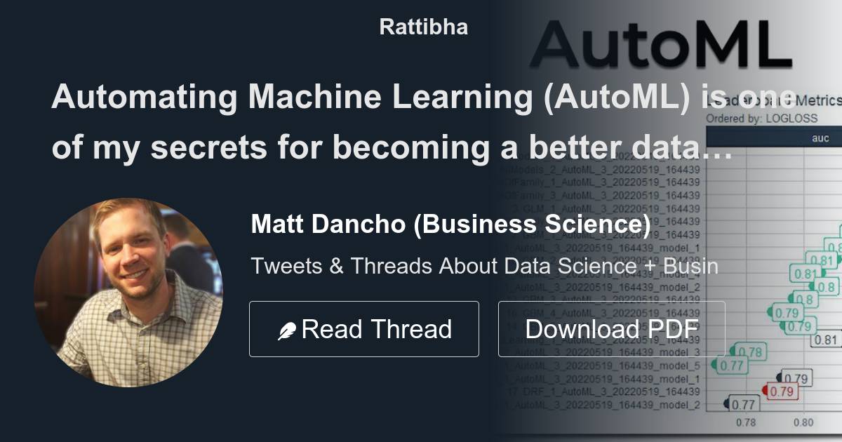 Automating Machine Learning (AutoML) is one of my secrets for becoming a better data scientist ...
