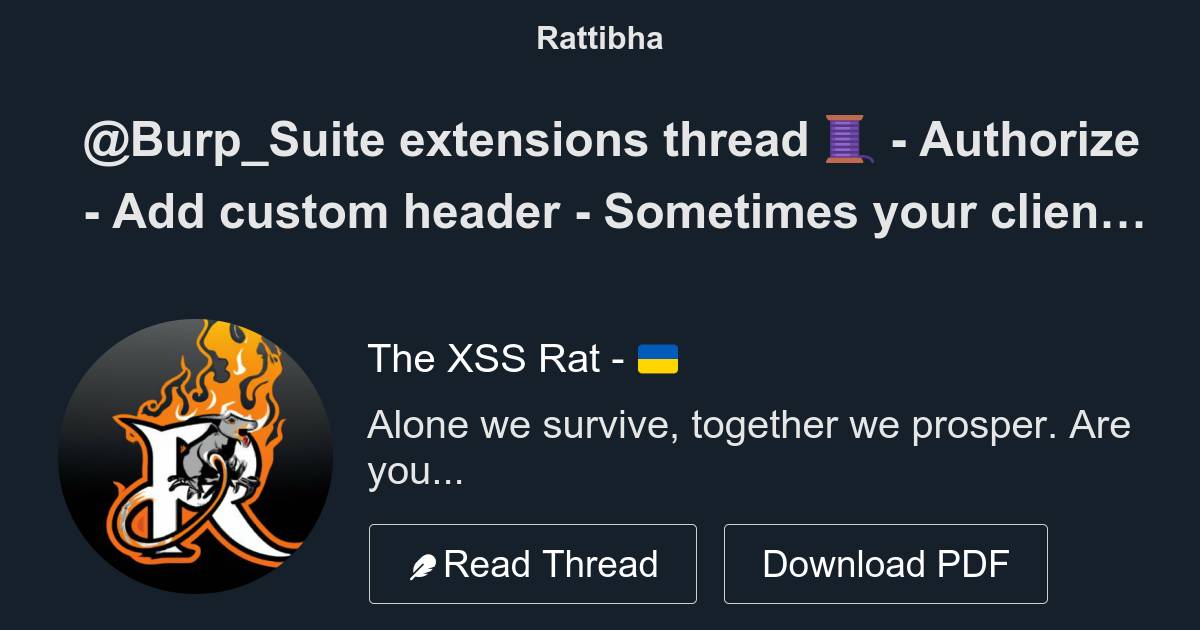 @Burp_Suite extensions thread 🧵 - Authorize - Add custom header ...