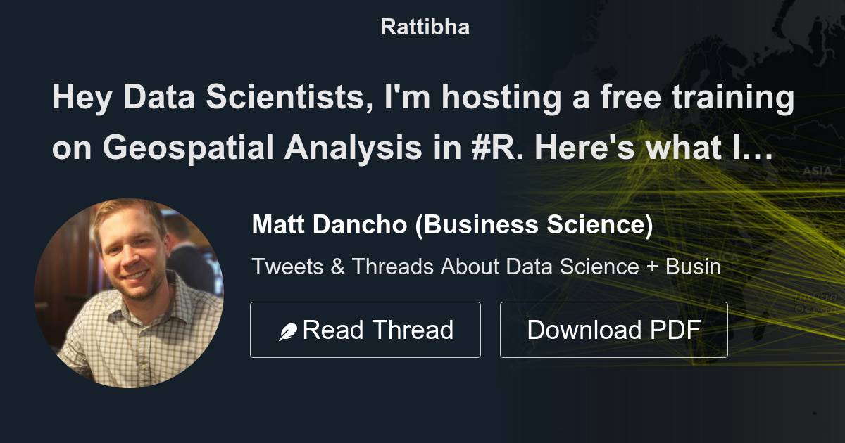 Hey Data Scientists, I'm hosting a free training on Geospatial Analysis ... Hey Data Scientists, I'm hosting a free training on Geospatial Analysis ...