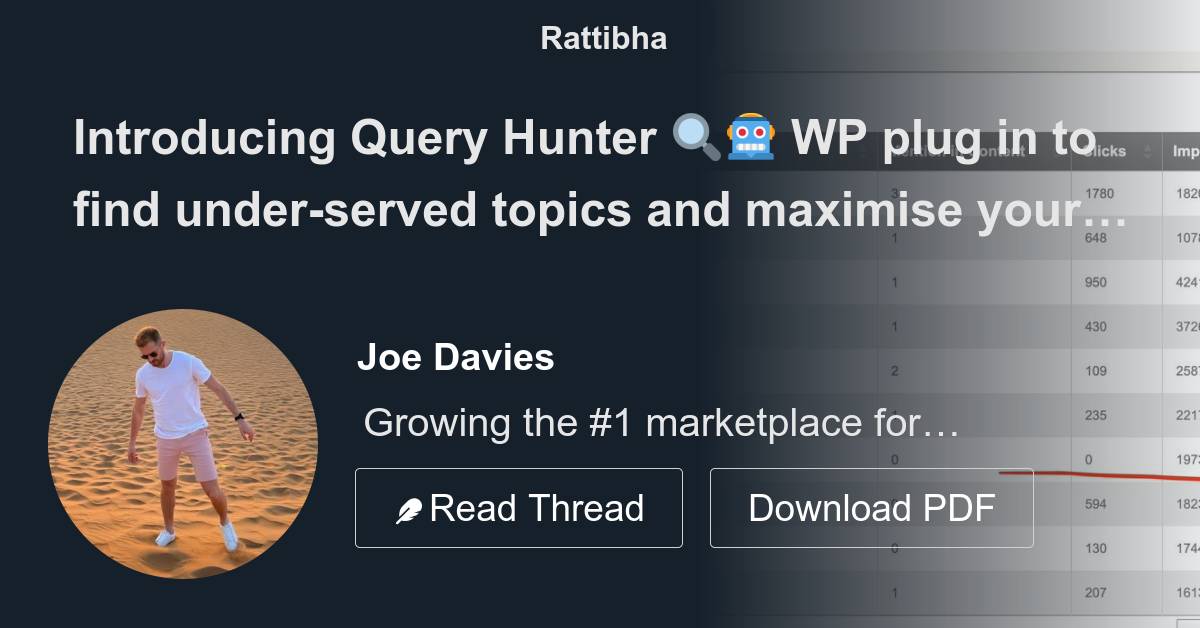 Introducing Query Hunter 🔍🤖 WP plug in to find under-served topics and maximise your traffic ...