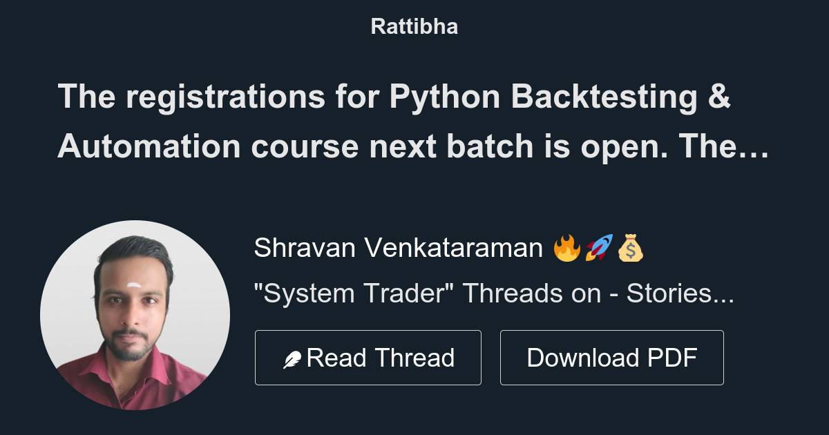 The registrations for Python Backtesting & Automation course next batch ...