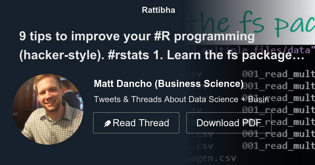 9 tips to improve your #R programming (hacker-style). #rstats - Thread ...