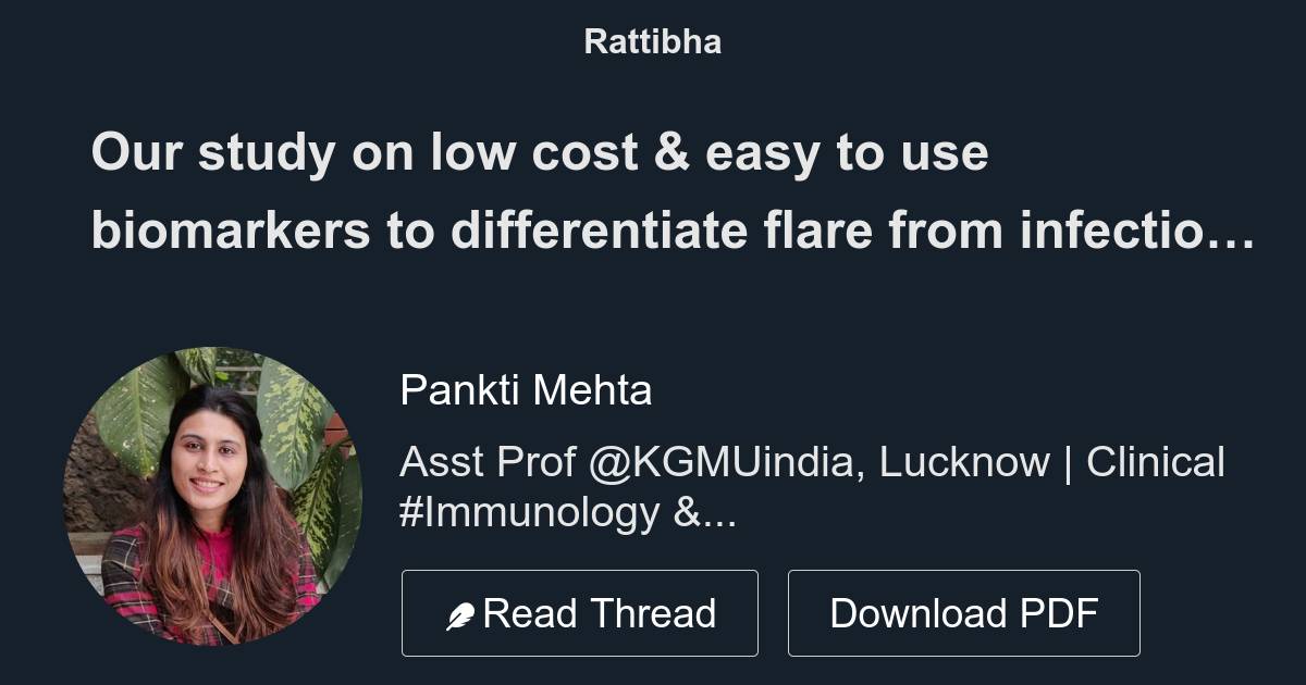 Our study on low cost & easy to use biomarkers to differentiate flare ...