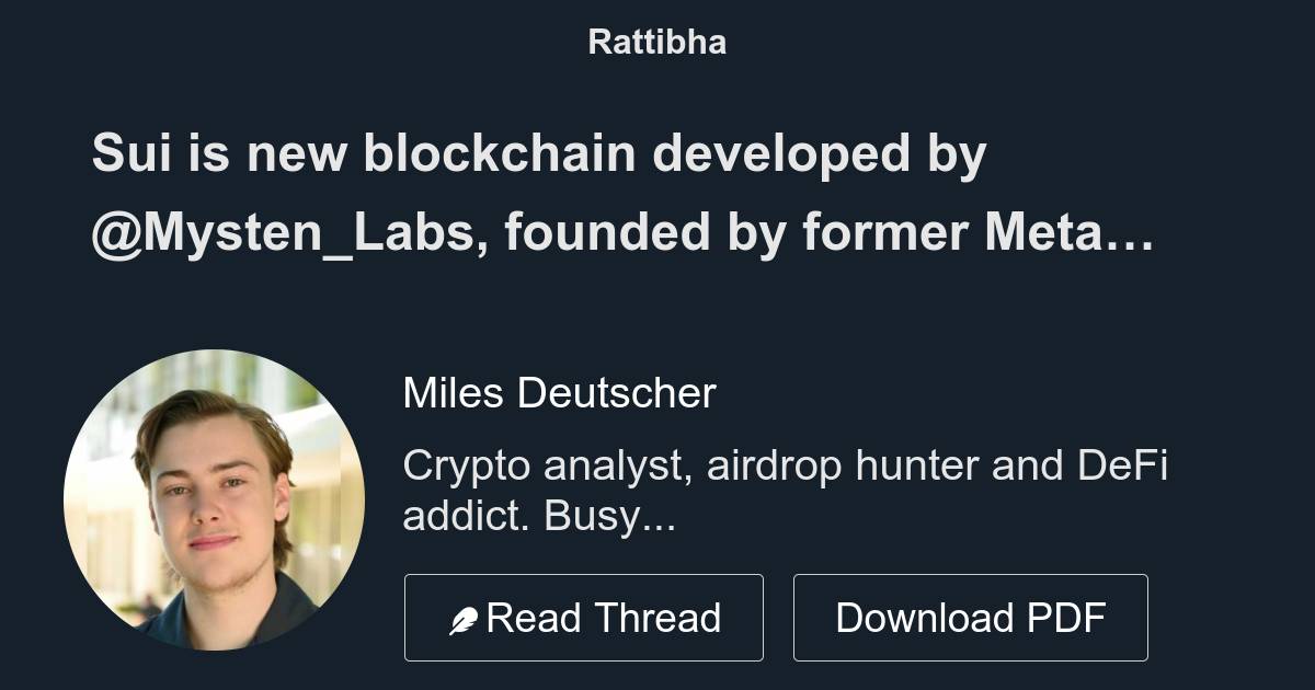 Sui is new blockchain developed by @Mysten_Labs, founded by former Meta (FaceBook) engineers ...