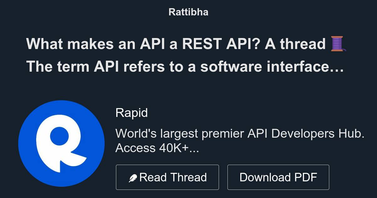 What makes an API a REST API? A thread 🧵 - Thread from Rapid @Rapid_API - Rattibha