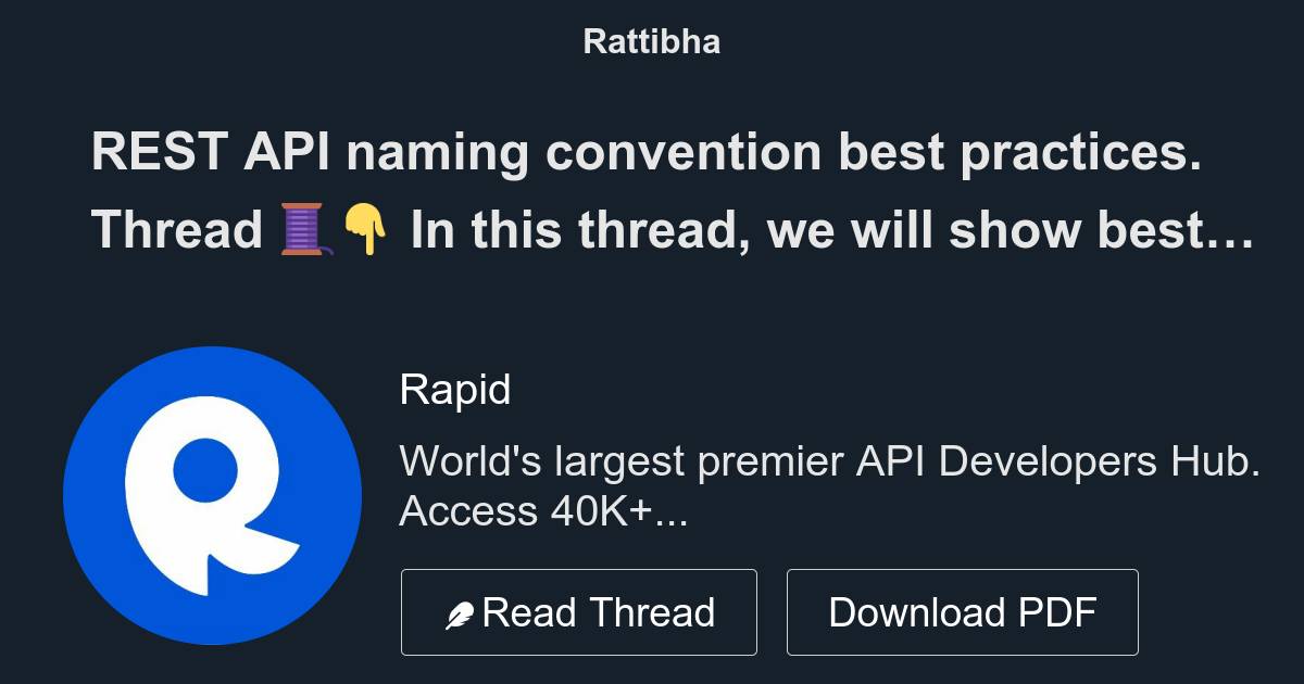 REST API naming convention best practices. Thread 🧵👇 - المسلسل من Rapid @Rapid_API - رتبها